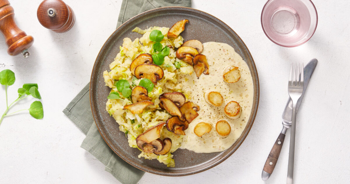 Puree met vegan coquilles | Recepten uit onze maaltijdboxen | Crisp Weekbox
